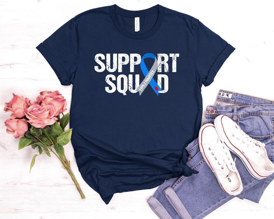 T2D Support Squad Shirt, Type 2 Diabetes Awareness T2D Diabetes ...