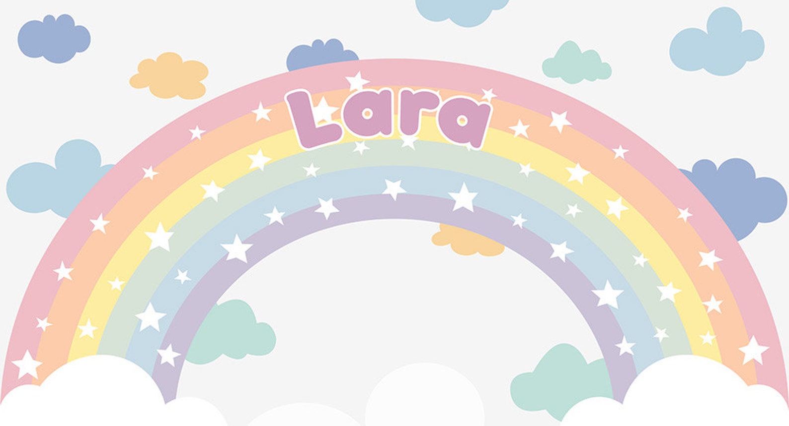 Personalised Rainbow KIDS Room Wallpaper PASTEL Rainbows - Etsy