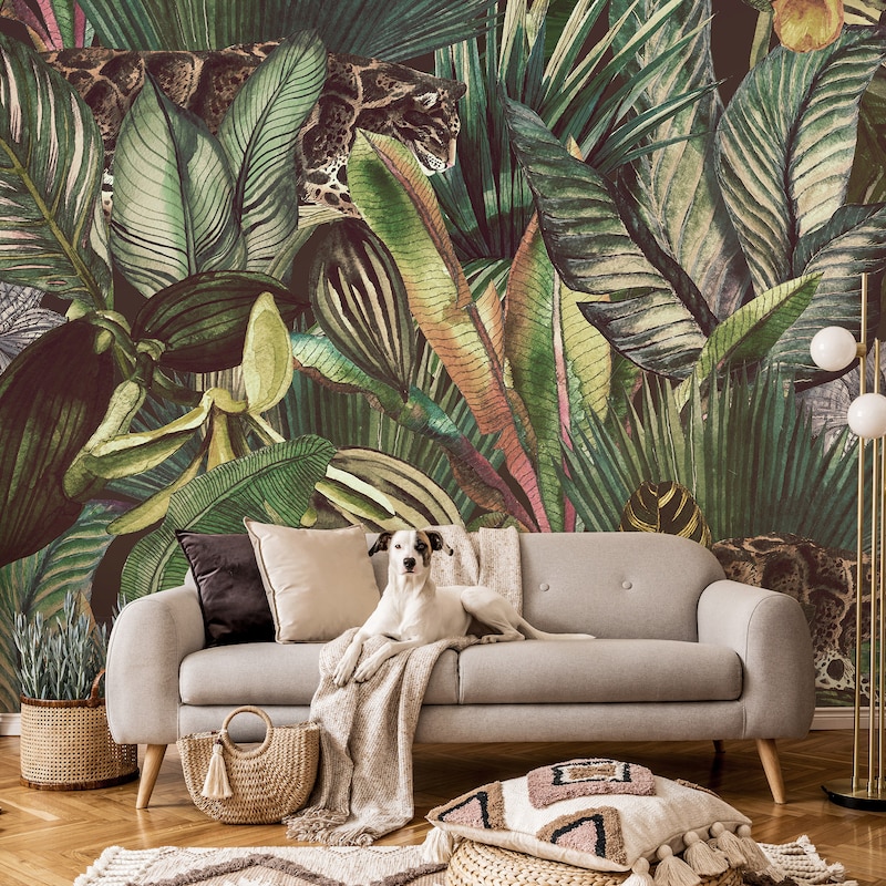 Safari Leaf Wallpaper - Etsy