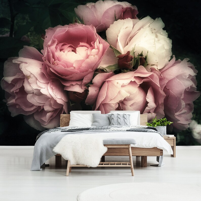 Floral Wallpaper Photo Mural Wall Decoration FLOWERS - Etsy