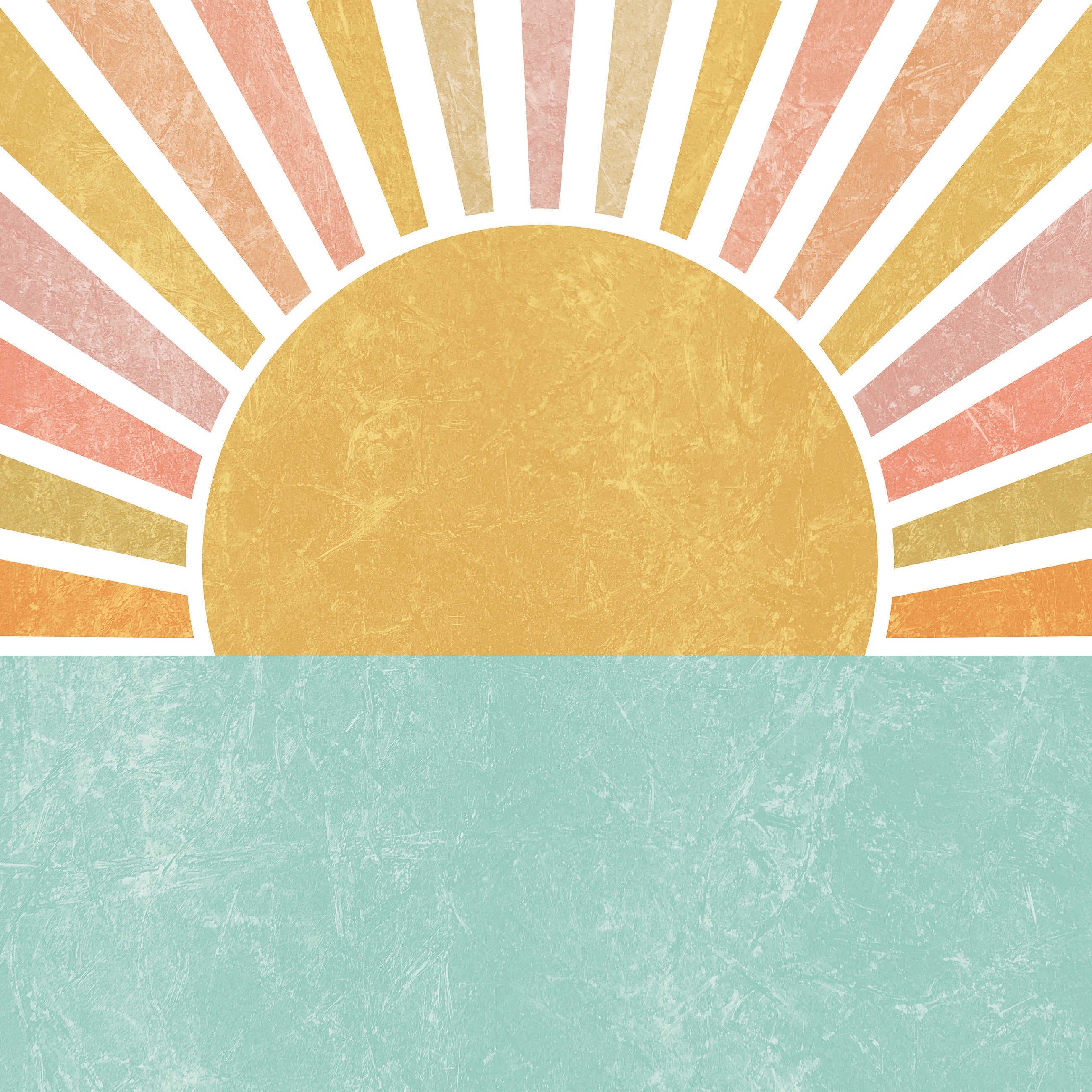 BOHO Sun Wallpaper Bohemian Decal Mural Mustard Pastels - Etsy