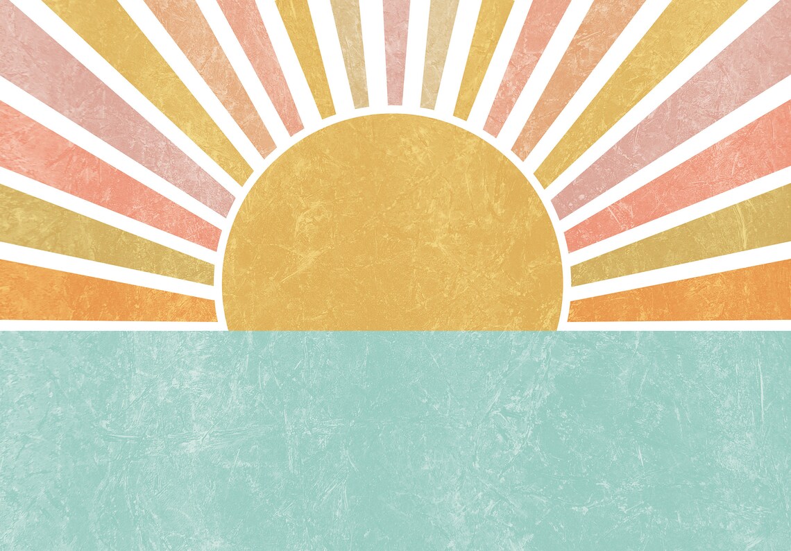 BOHO Sun Wallpaper Bohemian Decal Mural Mustard Pastels - Etsy