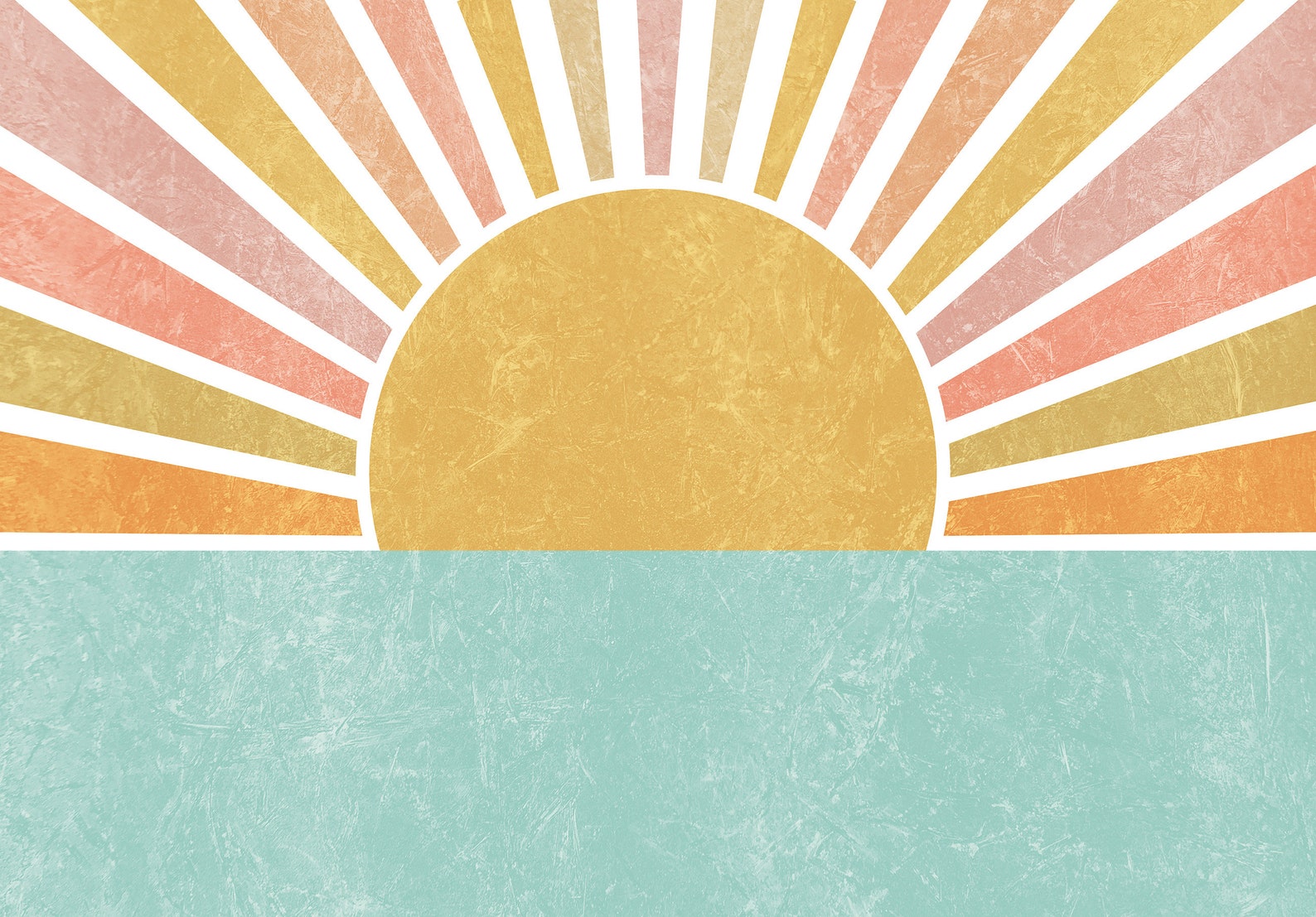 BOHO Sun Wallpaper Bohemian Decal Mural Mustard Pastels - Etsy