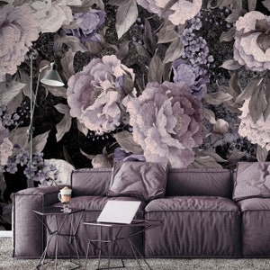 Dusky FLOWERS Wallpaper Photo Mural Wall Decoration - Etsy