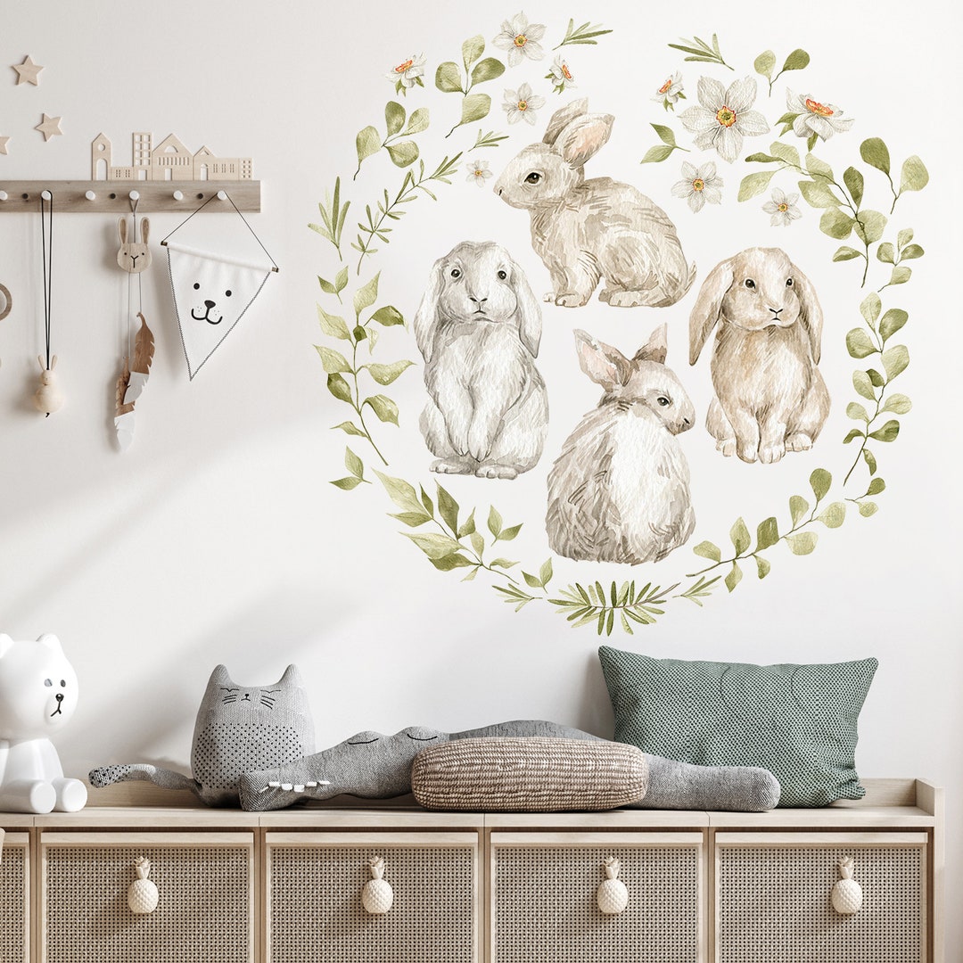 Bunny Wall Sticker KIDS Room | Wall DECAL | Self Adhesive Decoration ...