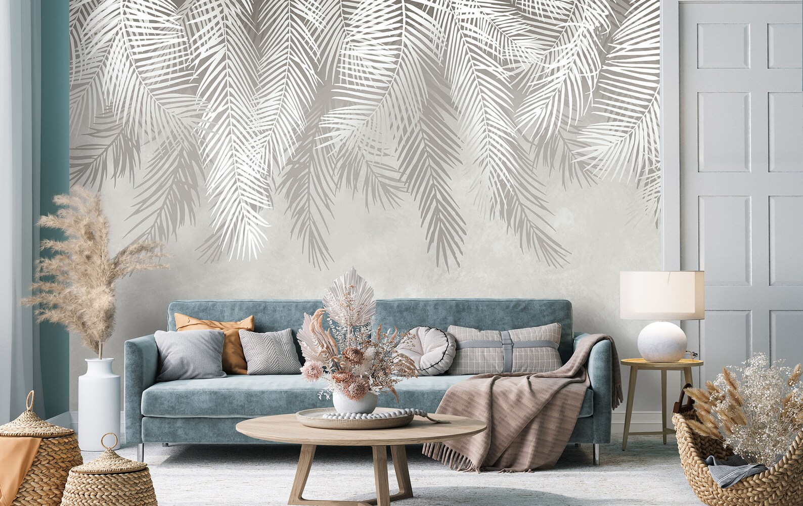 Pastel Leaves Wallpaper | Pastel Colours Mural | Botanical Wall Poster ...