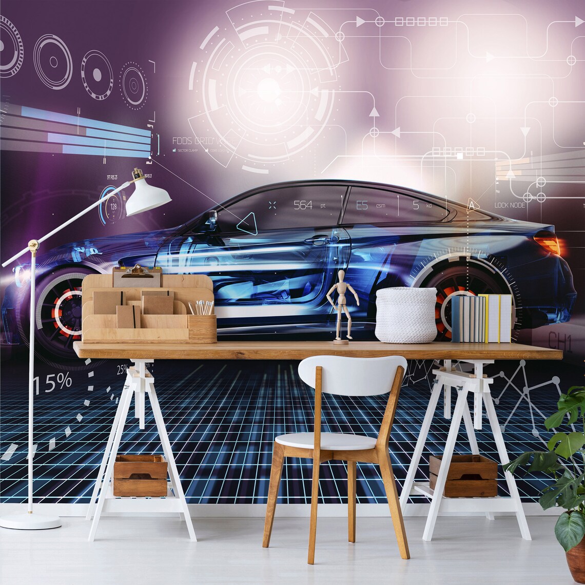 Digital Art SPORT CAR Wallpaper Mural Teen Boys Room - Etsy