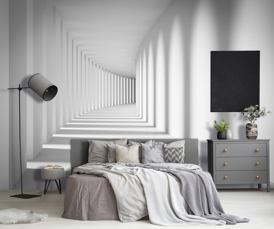 3D Effect Modern TUNNEL Wallpaper Wall Mural Geometric - Etsy