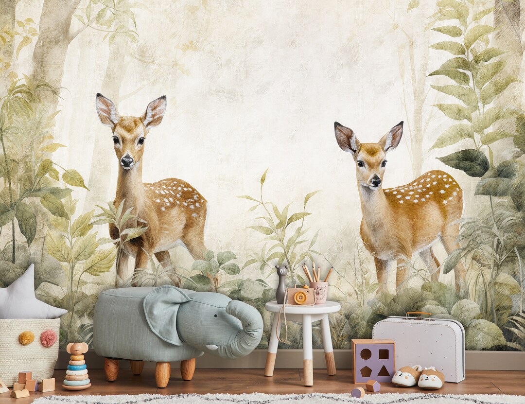 Bambi Wallpaper: Forest Nursery Mural, Kids Room Decor - Etsy
