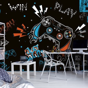 Gamer PERSONALISED Player Wall Mural | Gamer Teen Room Wallpaper ...