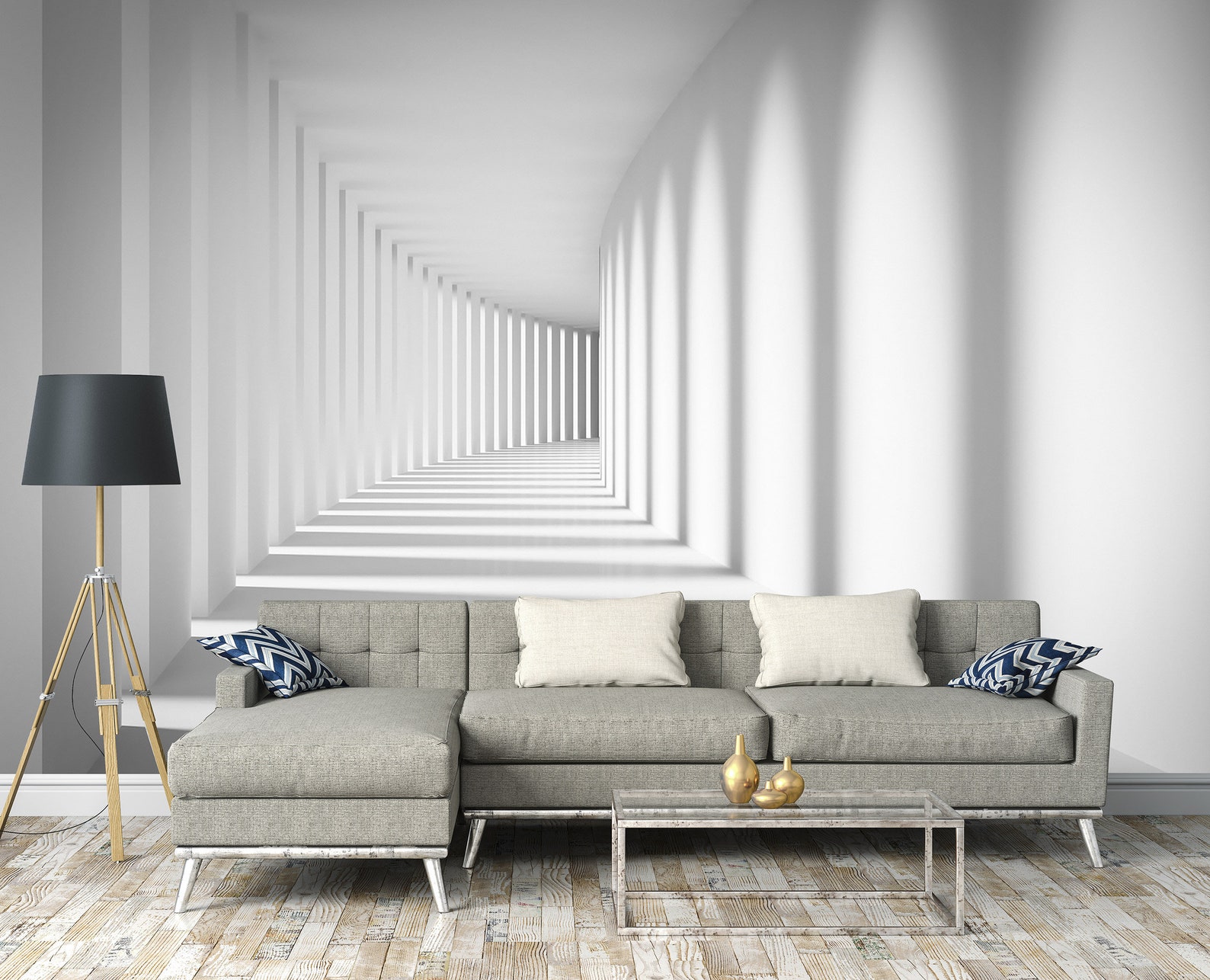 3D Effect Modern TUNNEL Wallpaper Wall Mural Geometric | Etsy