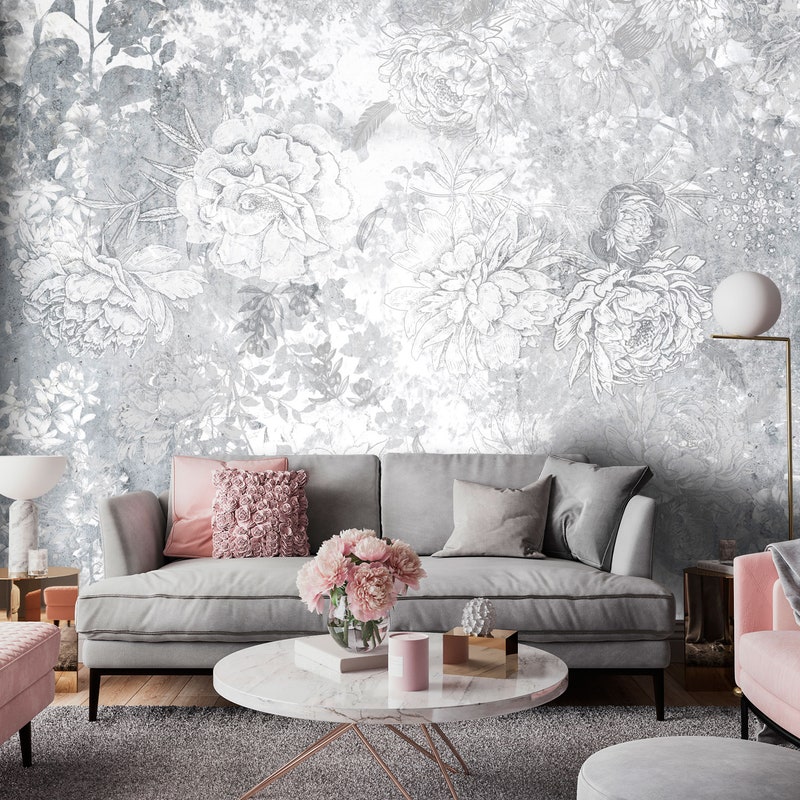 Large Floral Wallpaper - Etsy