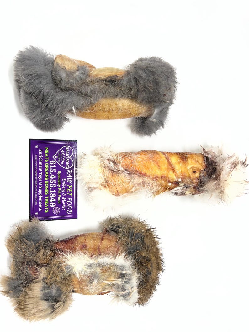Rabbit Hide Chews, 3 Rolls With Fur, Dehydrated Dog Treats, USA Sourced ...