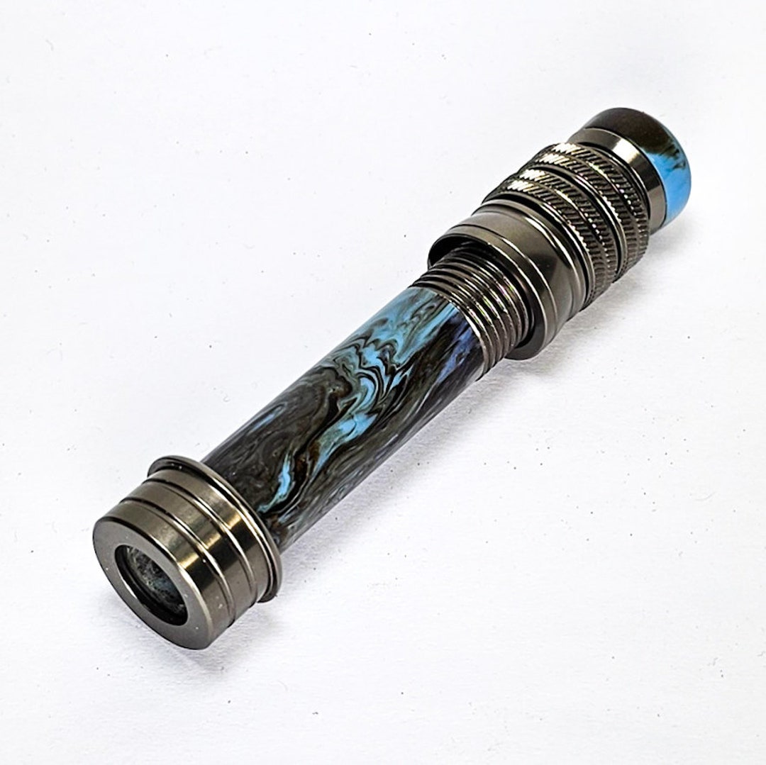 Fly Rod Reel Seat With Handturned Blue Marble Acrylic Swirl Insert - Etsy