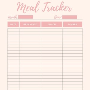 Printable Meal Tracker Daily Food Log Nutrition Planner Meal Planning ...