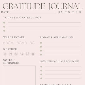 Printable Gratitude Journal | Daily Gratitude Log | Mindfulness ...