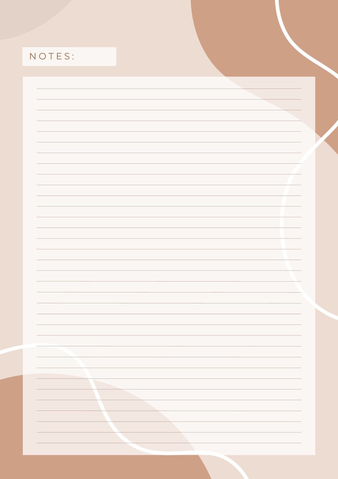 Printable Note Sheet Digital Note Paper Customizable Note Pages Instant ...