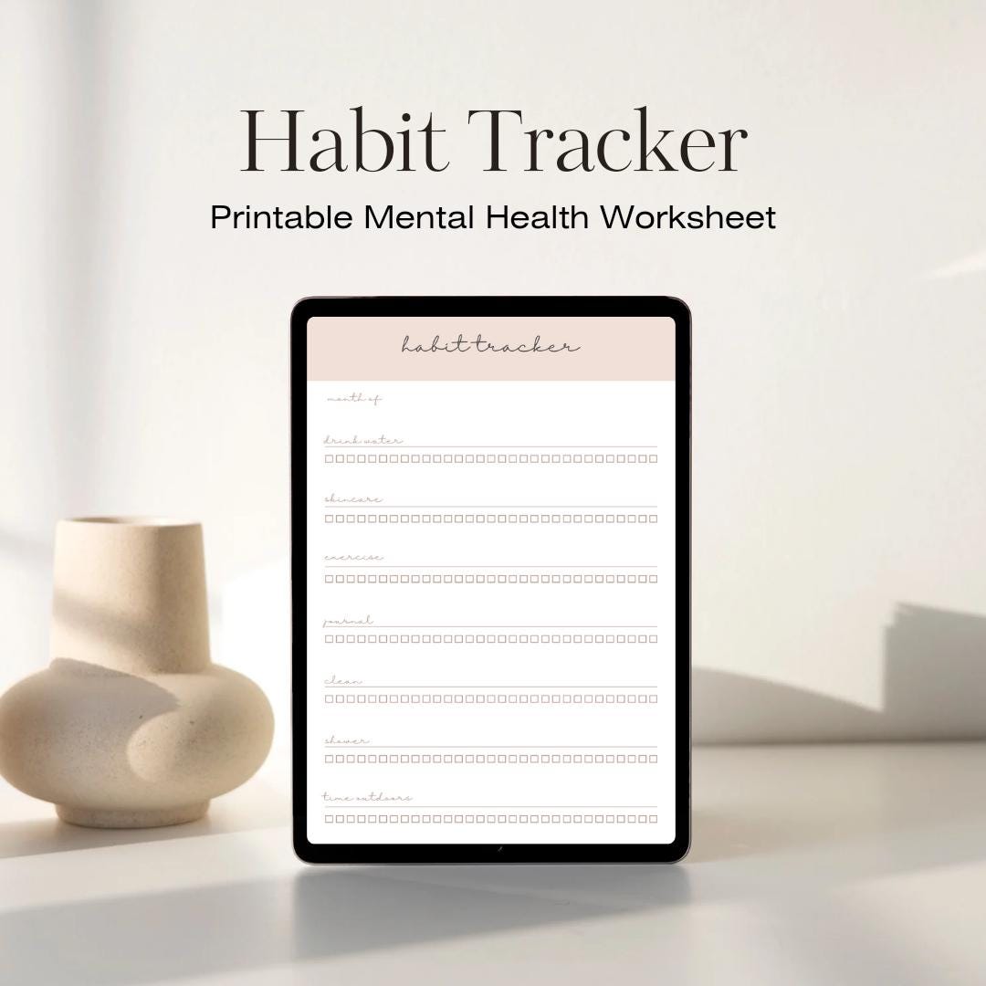 Self Care Habit Tracker Printable | Wellness & Mindfulness Planner ...