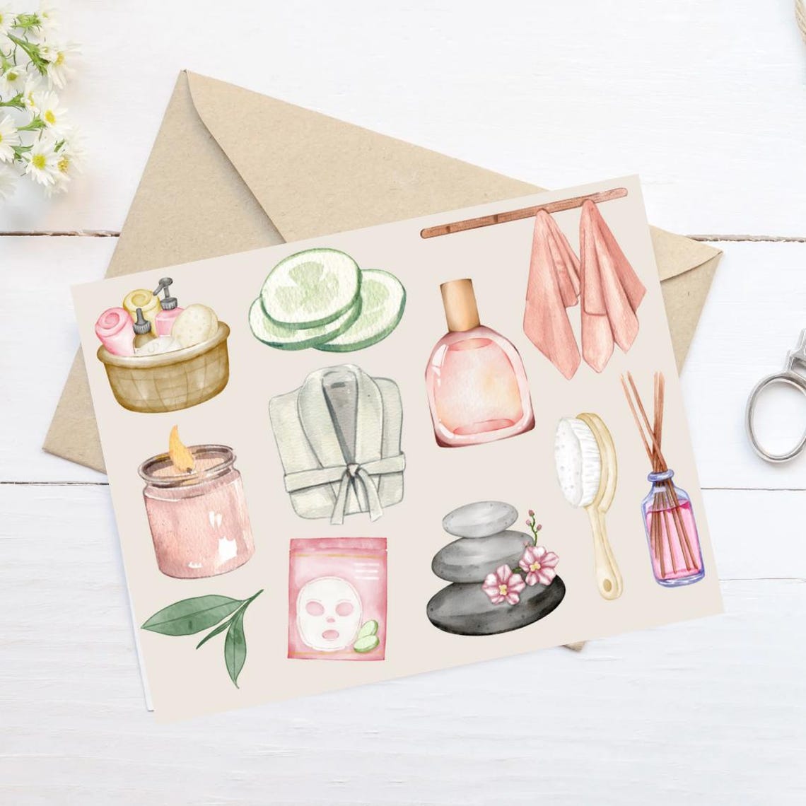 Self-care Themed Digital Postcard | Printable Spa Aesthetic | Cute Spa ...