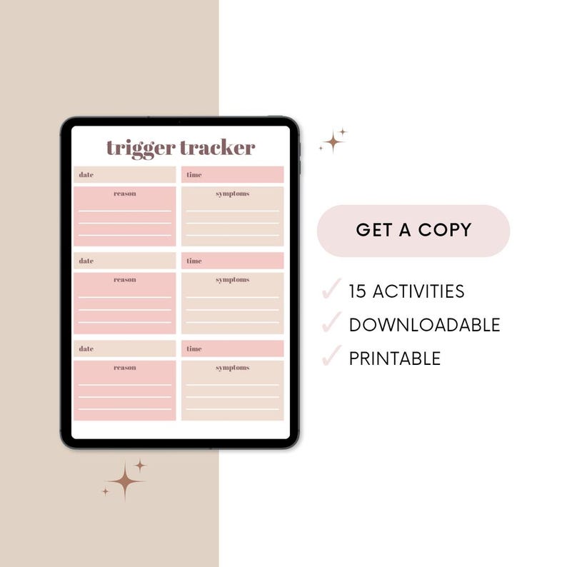 Printable Trigger Tracker | Mental Health & Self-care Journal Pages ...