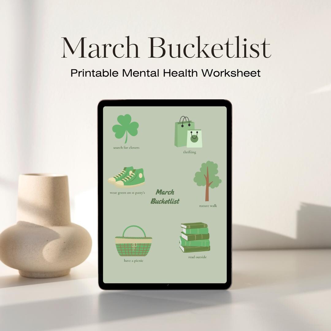 March Bucket List Printable Green-themed Monthly Goals & Activities Instant Download - Etsy
