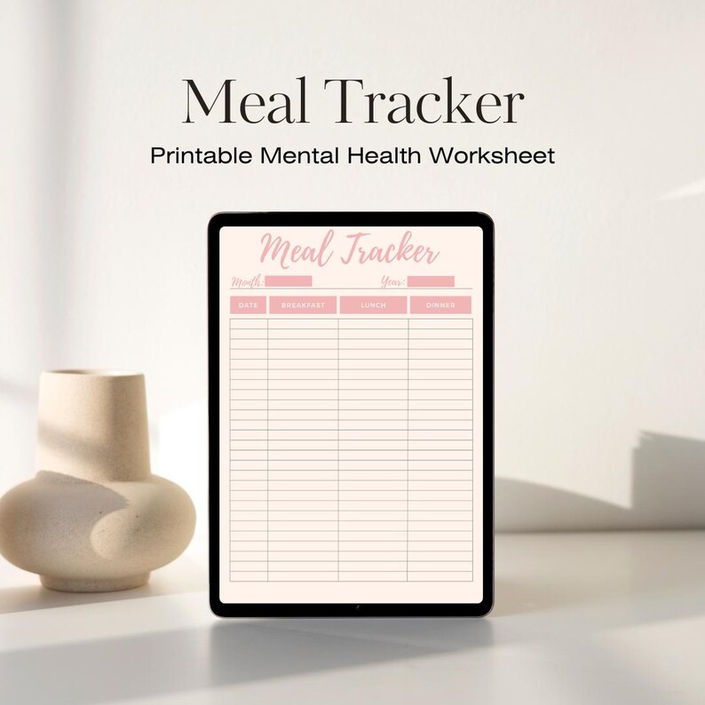 Printable Meal Tracker Daily Food Log Nutrition Planner Meal Planning ...