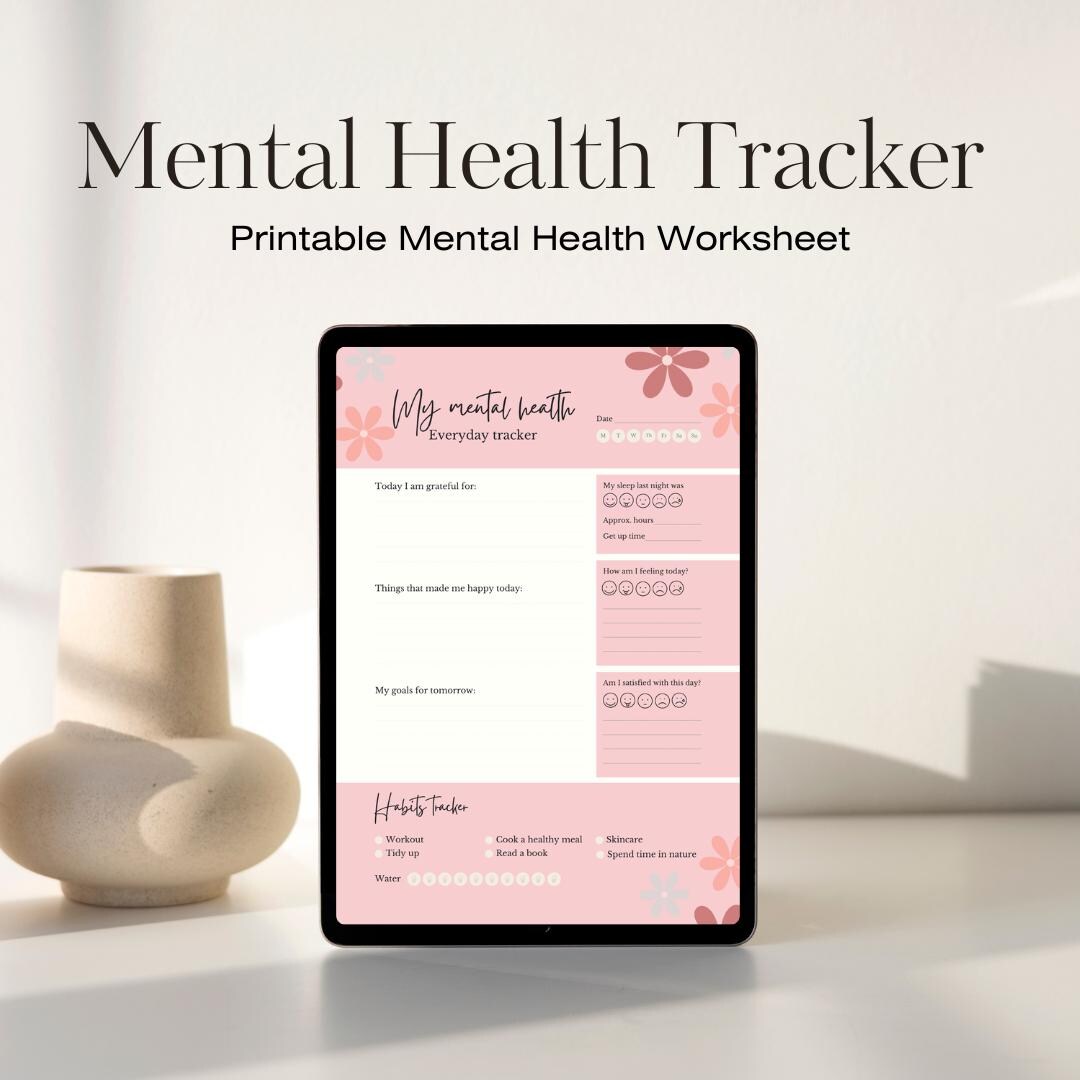 Printable Mental Health Tracker | Daily Wellness Journal | Mood ...