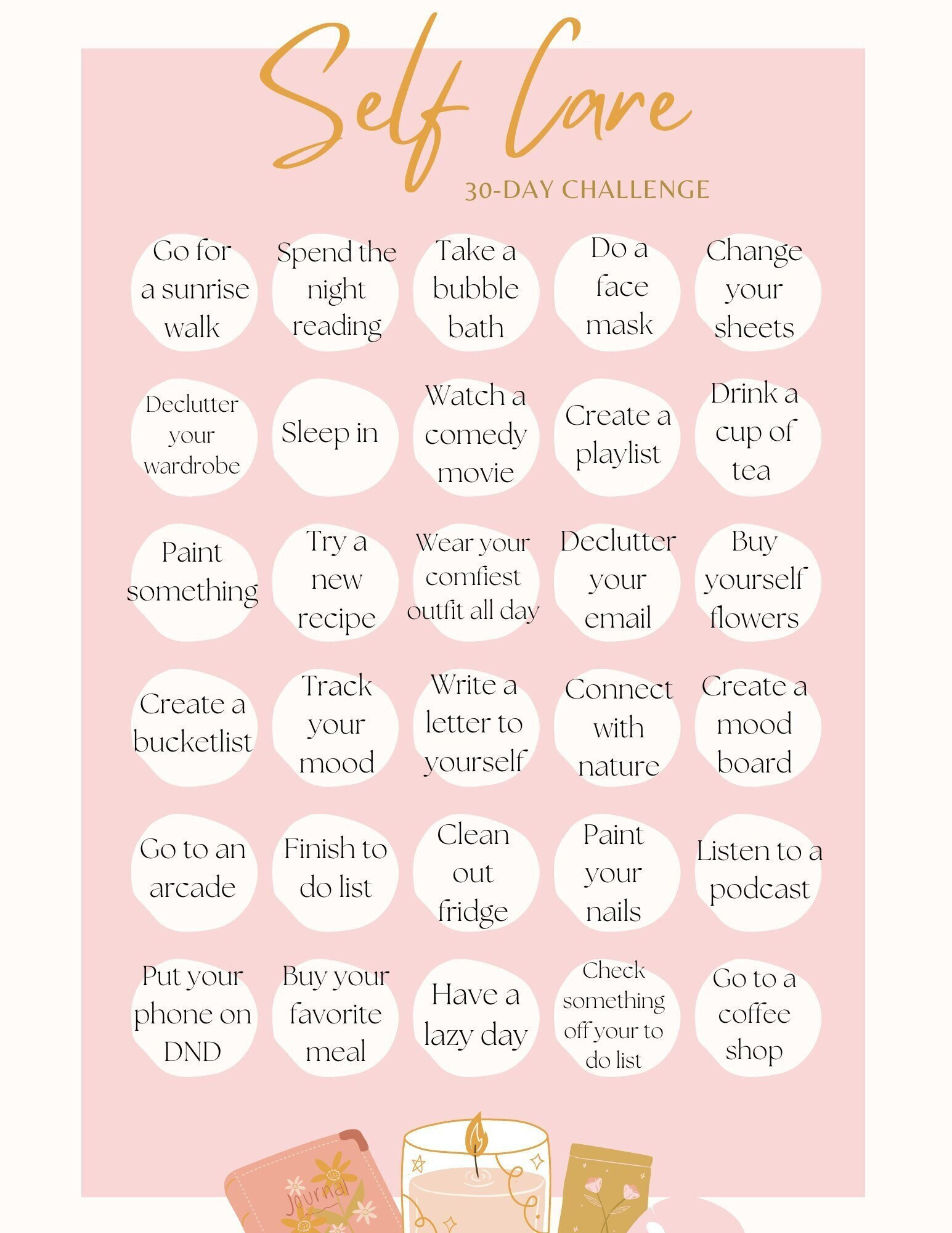 30 Day Self Care, Mental Health, Wellness Challenge Digital Download ...