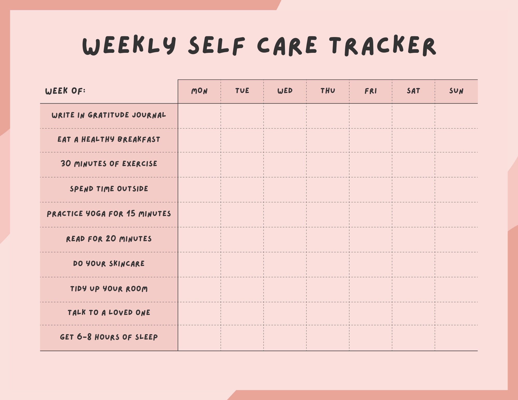 Self-care Tracker Printable: Daily Wellness Journal Mindfulness, Self ...