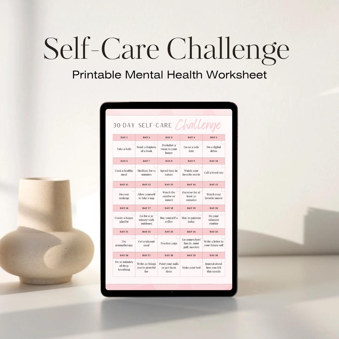30 Day Self Care and Mental Health Challenge Worksheet Printable ...