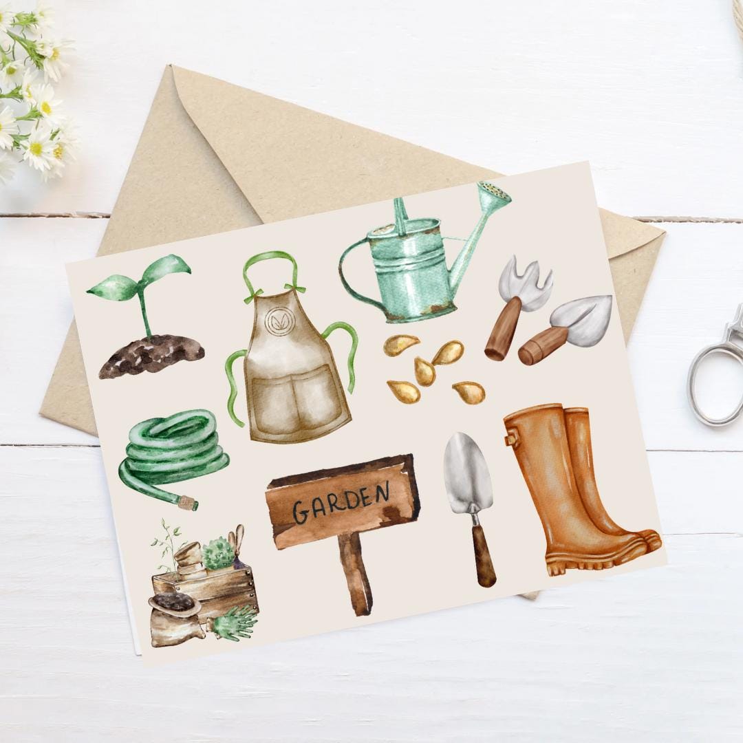 Printable Garden Postcard | Floral Digital Postcard | Vintage Botanical ...