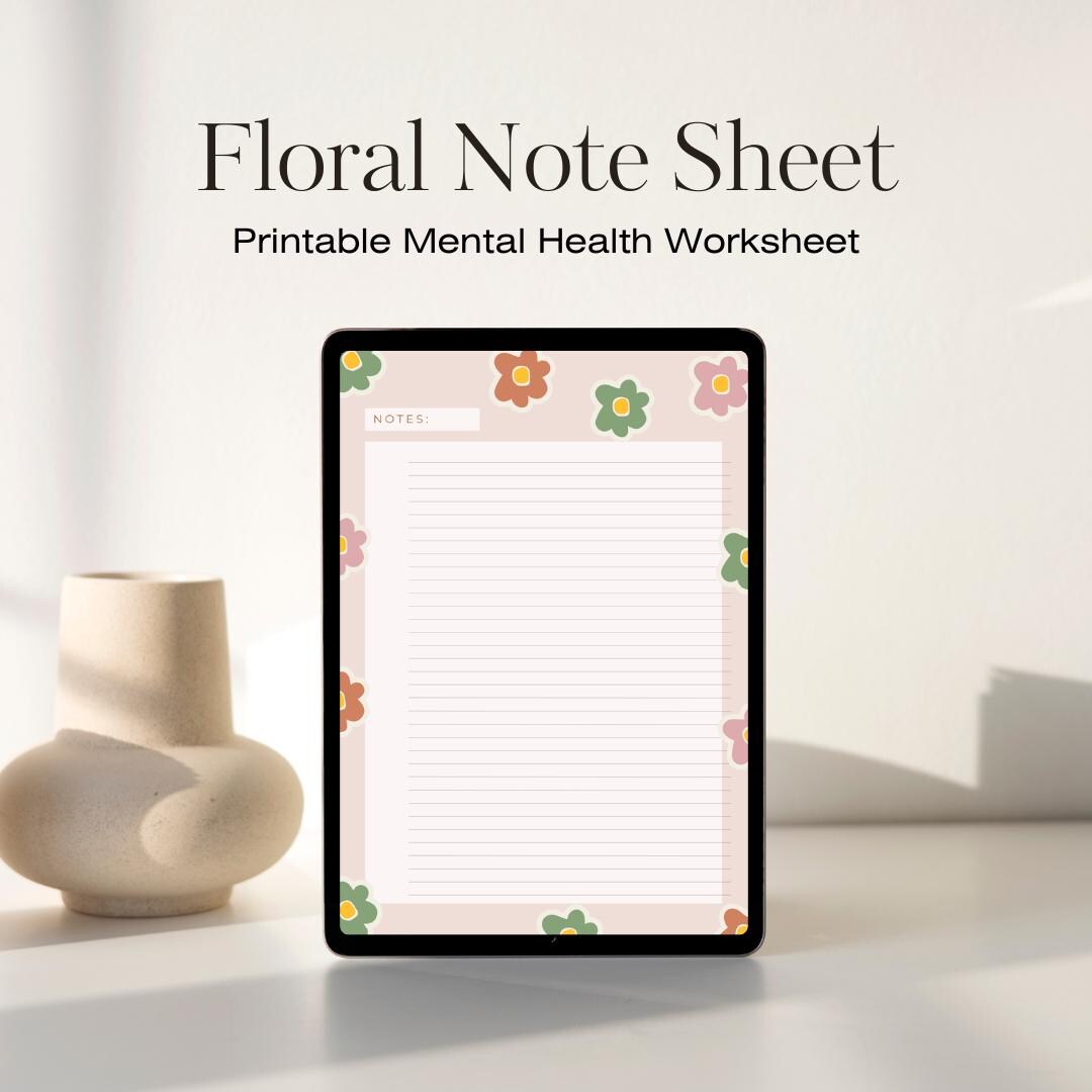 Hoja de notas imprimible con temática floral / Papelería floral ...