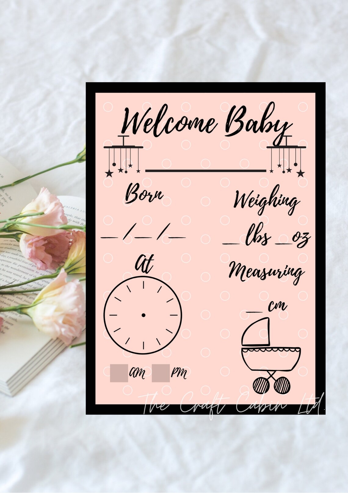 Printable Baby Announcement Files Baby Girl Pink Photo Prop - Etsy