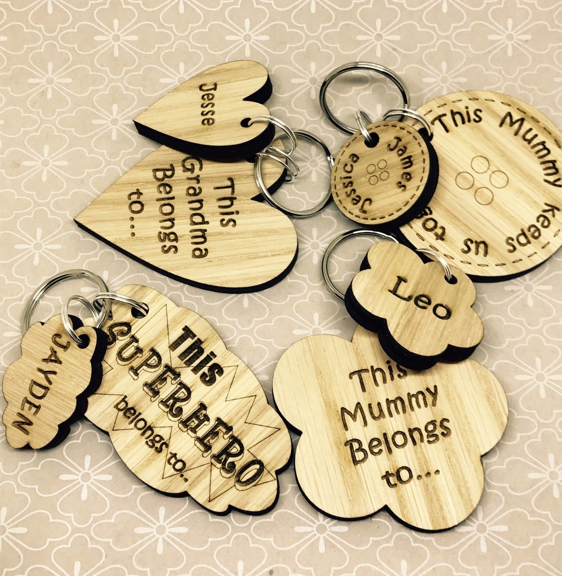 Fathers Day Mother's Day Personalised Wooden Keyring Dad | Etsy