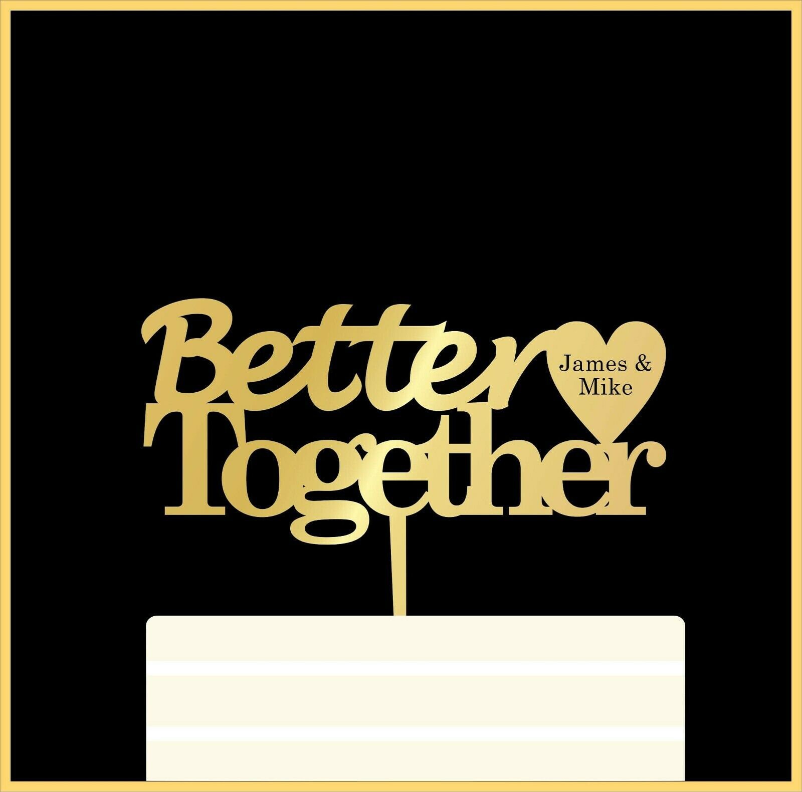 Better Together 'Delux' Personalised Cake Topper. Couple, Wedding ...