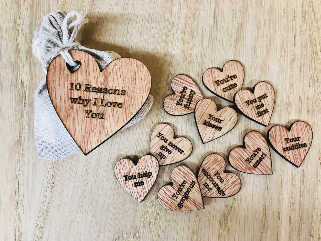 Valentines Day Gift Engraved Wood Hearts 10 Reasons Why I Love | Etsy