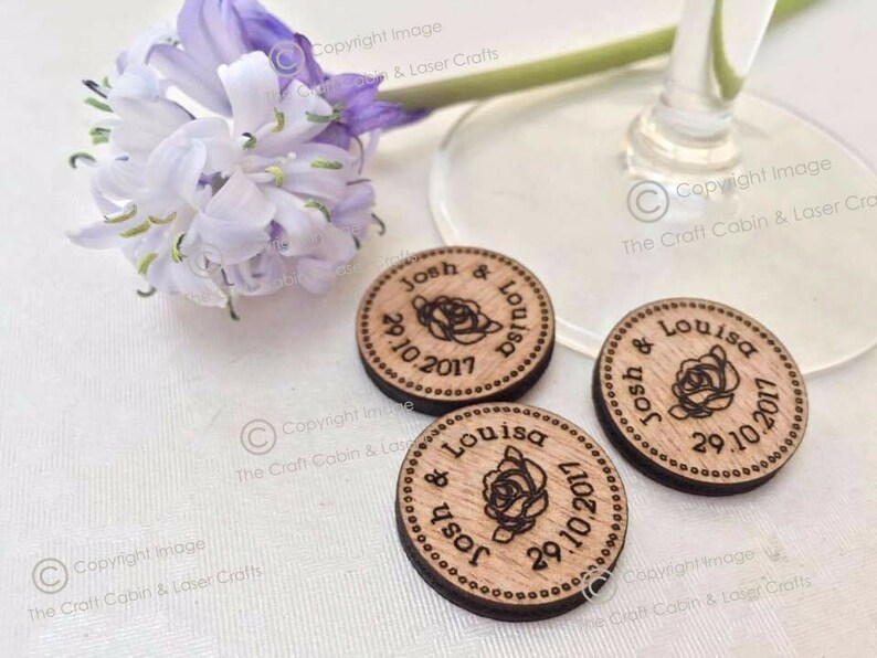 Personalised Rustic Wooden Lucky Penny Style Tokens Wedding - Etsy UK