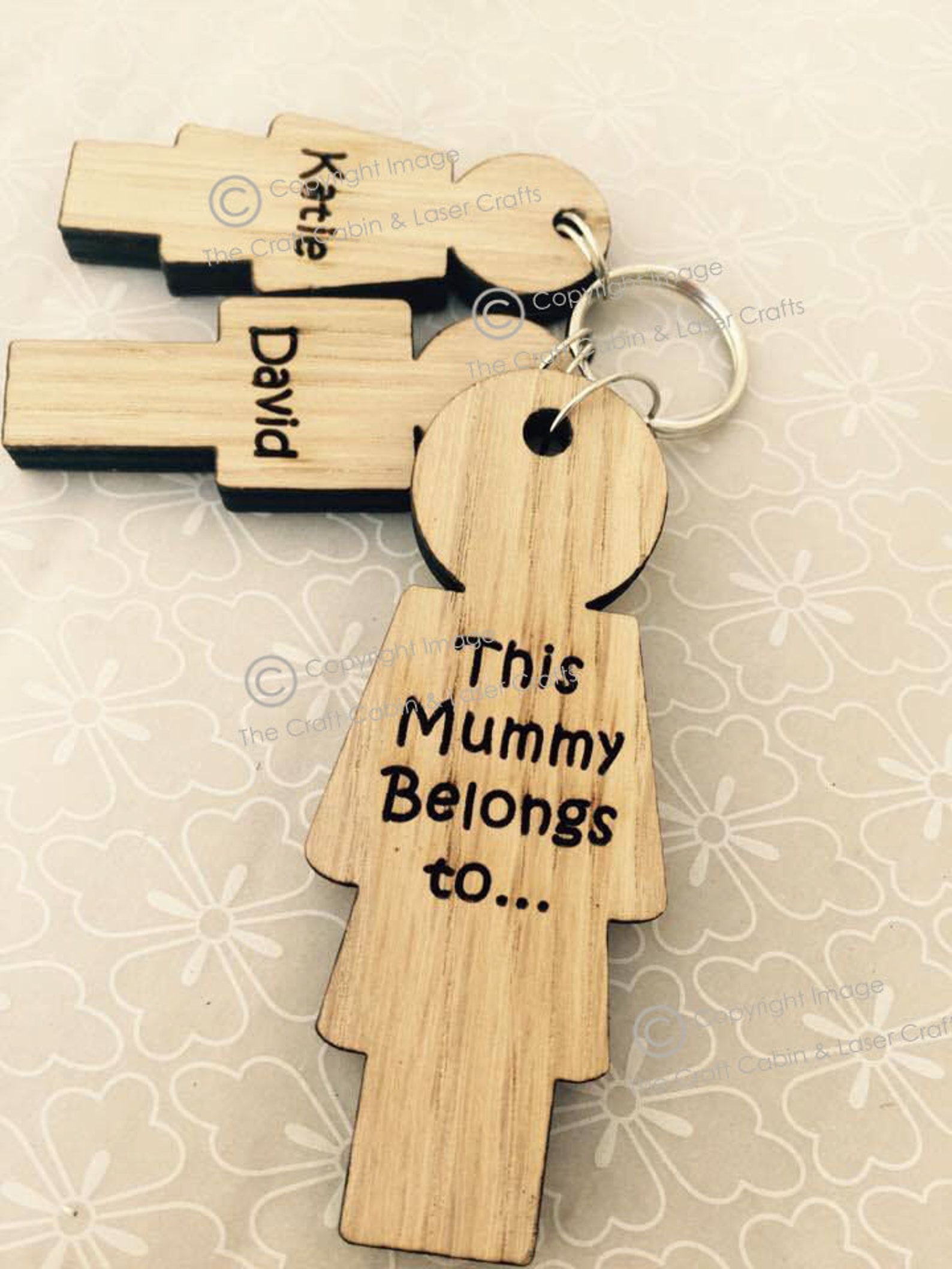 Fathers Day Mother's Day Personalised Wooden Keyring Dad | Etsy