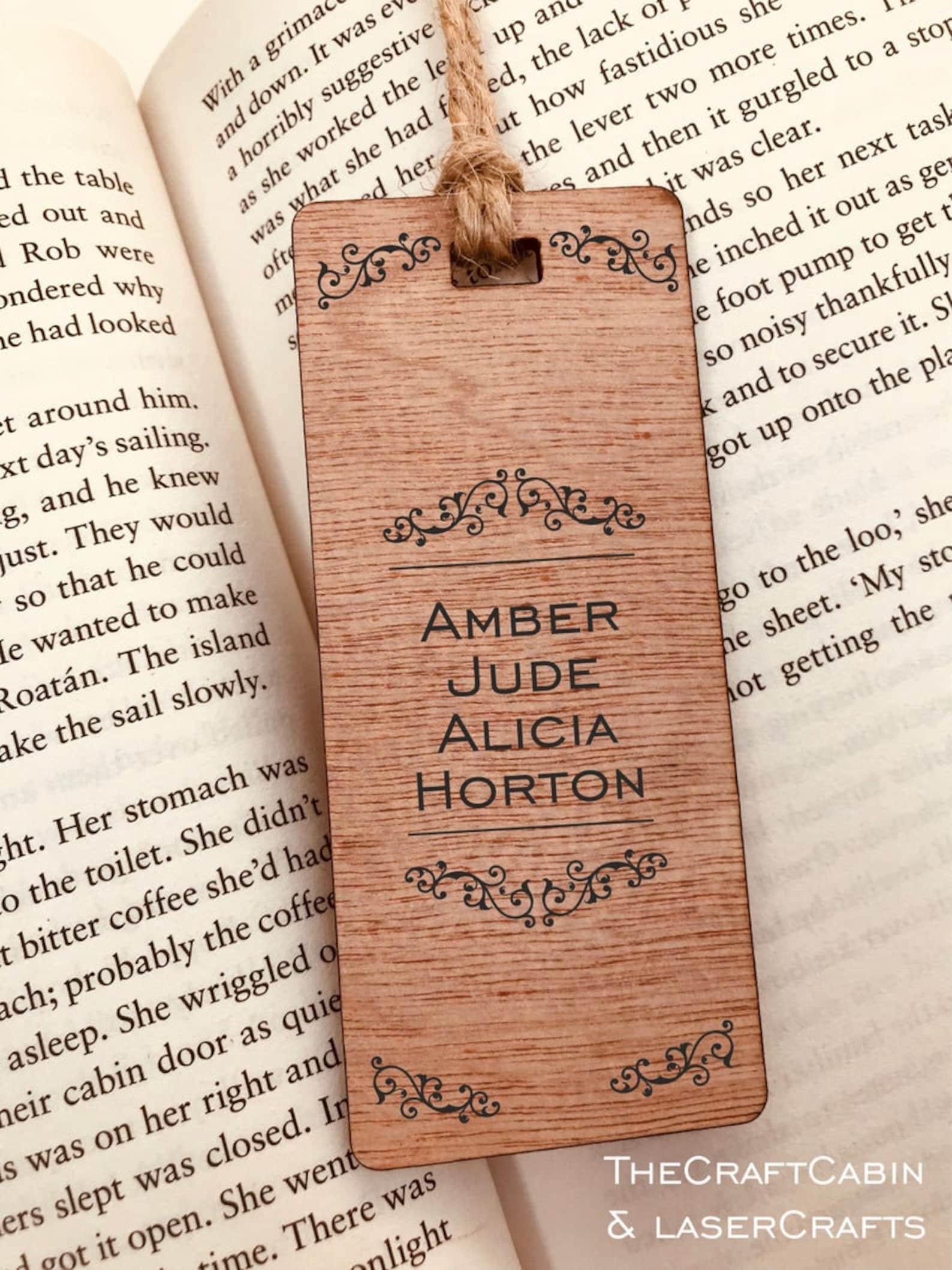 Personalised Name Engraved Scroll Design Wooden Bookmark - Etsy