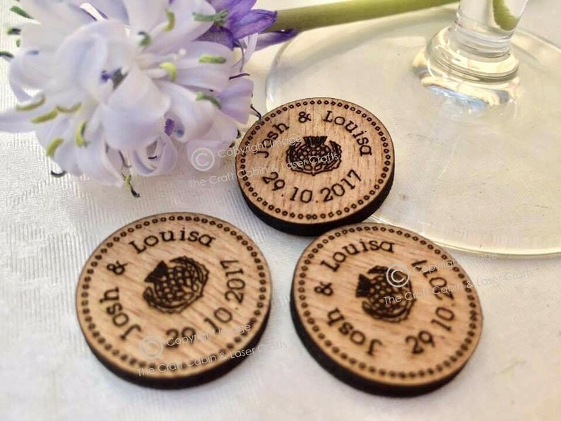 Personalised Rustic Wooden Lucky Penny Style Tokens Wedding | Etsy