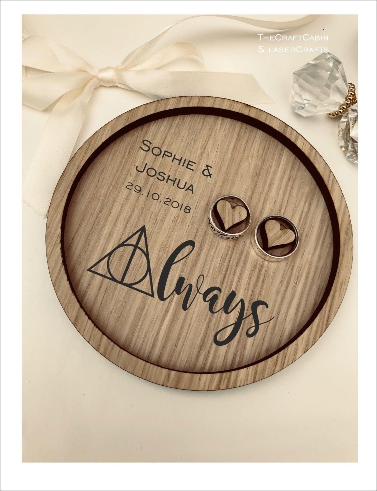 Wedding Ring Bearer Pillow Tray, Dish, Plate: Personalised Engraved ...