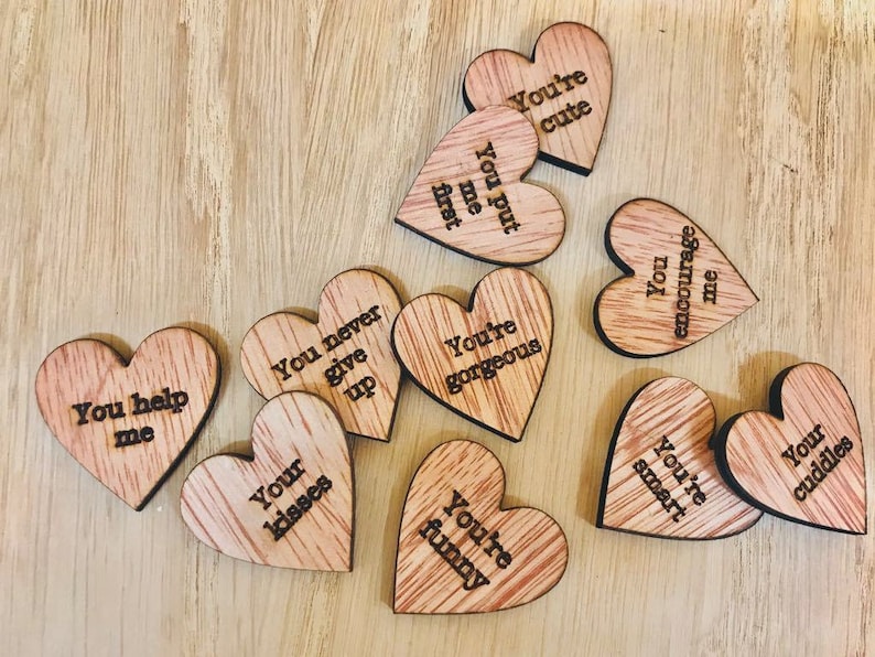 Valentines Day Gift Engraved Wood Hearts 10 Reasons Why I Love | Etsy