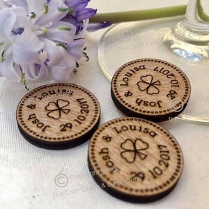 Personalised Rustic Wooden Lucky Penny Style Tokens Wedding Favours ...