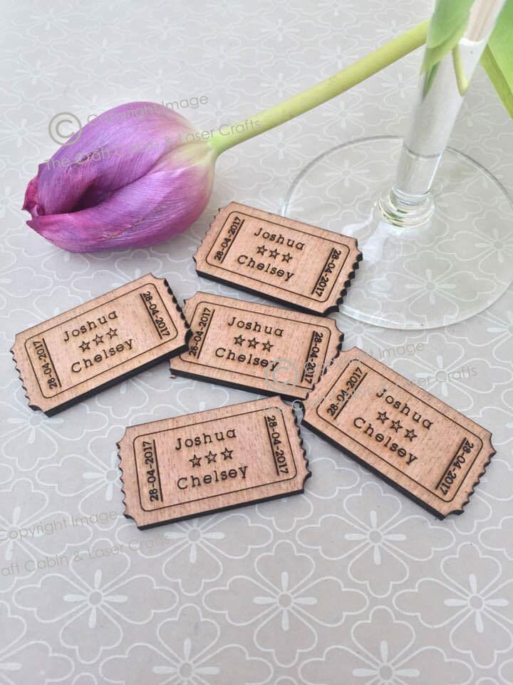 Personalised Wooden Cinema Ticket Tokens Wedding Favour Table | Etsy Canada