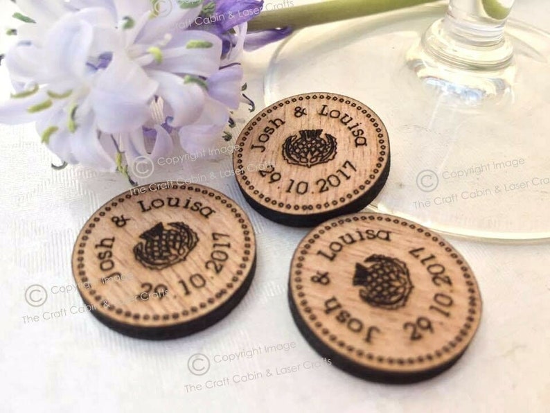 Personalised Rustic Wooden Lucky Penny Style Tokens Wedding | Etsy