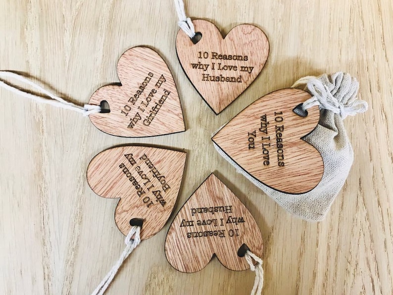 Valentines Day Gift Engraved Wood Hearts 10 Reasons Why I Love | Etsy