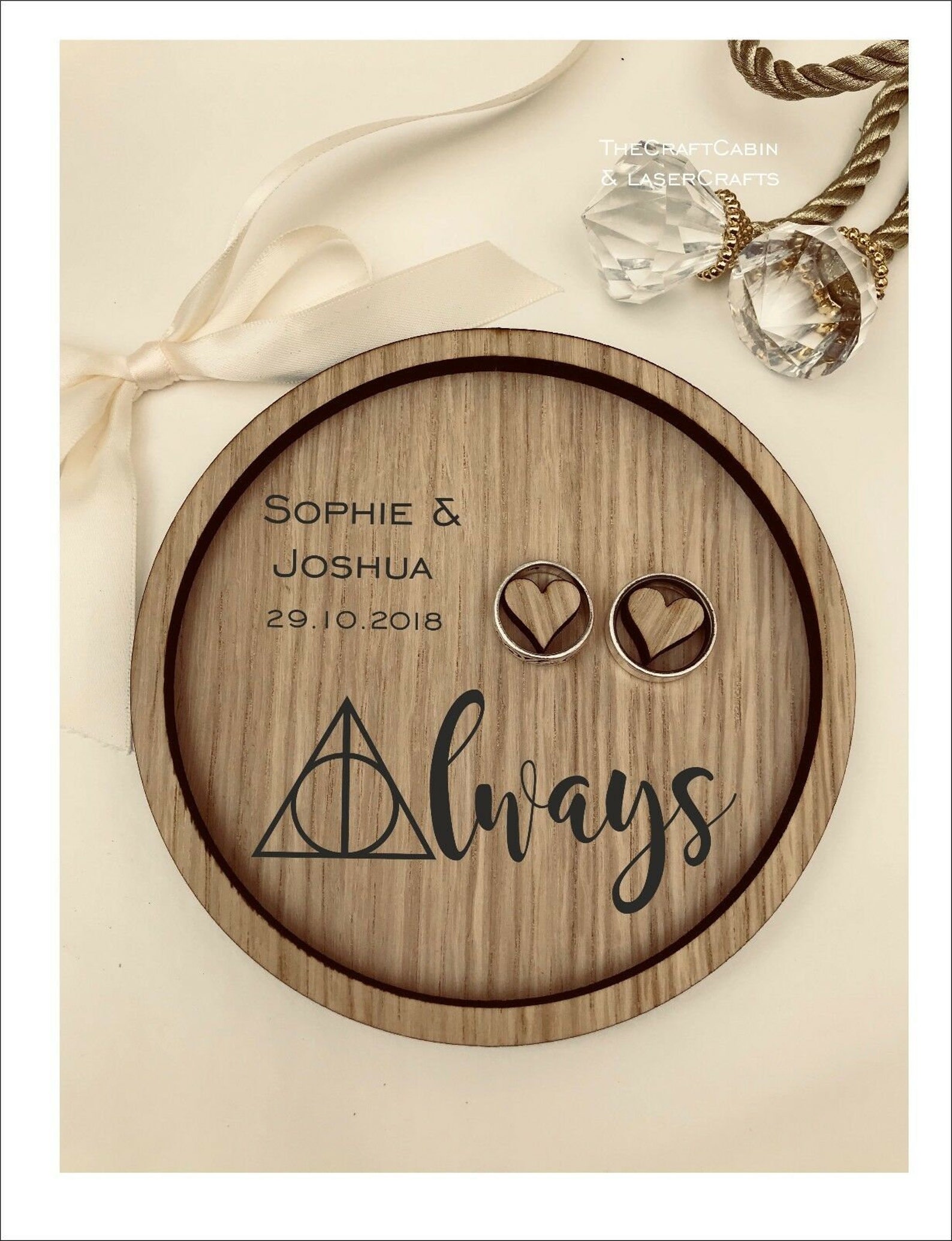Wedding Ring Bearer Pillow Tray, Dish, Plate: Personalised Engraved ...
