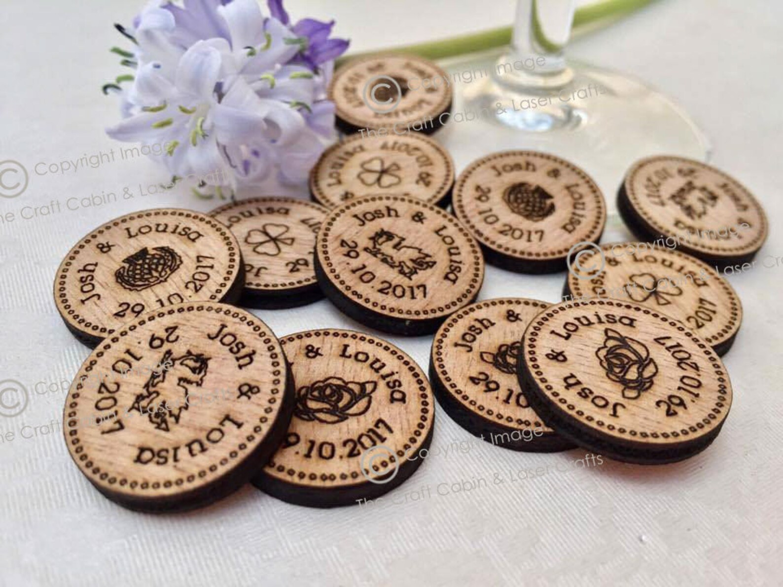 Personalised Rustic Wooden Lucky Penny Style Tokens Wedding - Etsy UK