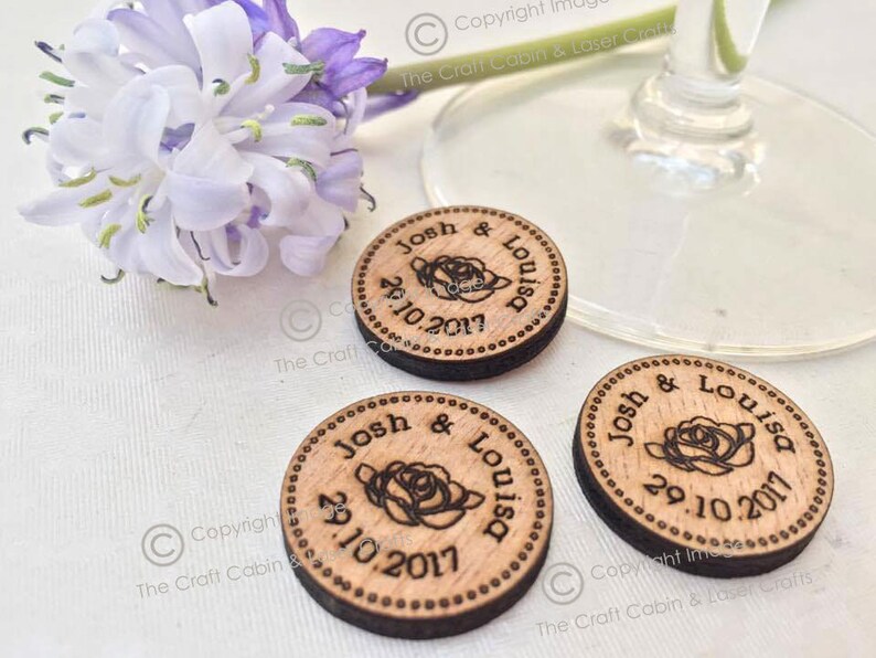 Personalised Rustic Wooden Lucky Penny Style Tokens Wedding - Etsy UK
