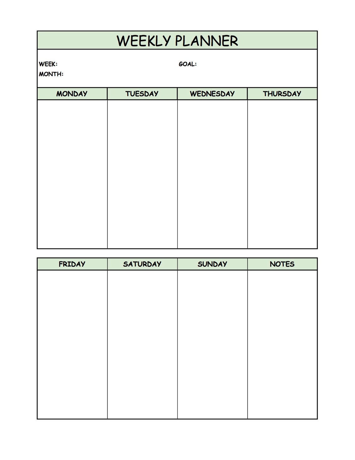 Weekly Planner Template Simple Weekly Planner Minimalist - Etsy